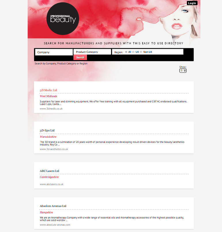 ProfessionalBeauty -Professional Beauty has launched the online directory
